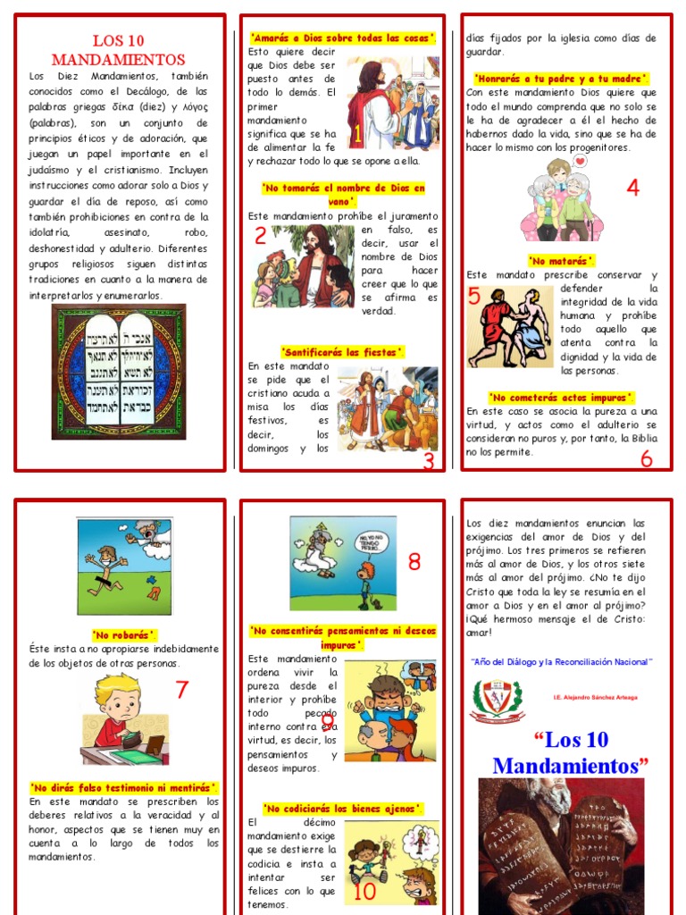 Triptico - 10 Mandamientos | PDF | Diez Mandamientos | Creencia religiosa y doctrina