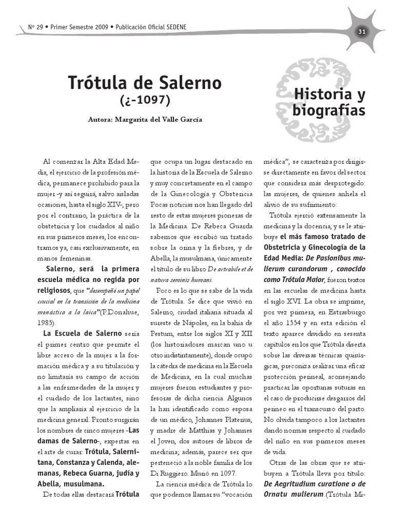 Trótula de Salerno: Pionera Médica Medieval | PDF | Mujer | Medicina