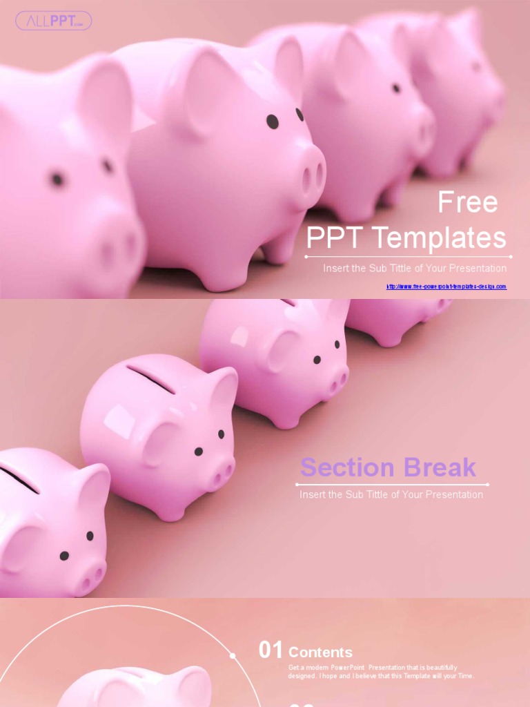Pink Piggy Bank PowerPoint Templates | PDF | Page Layout | Infographics