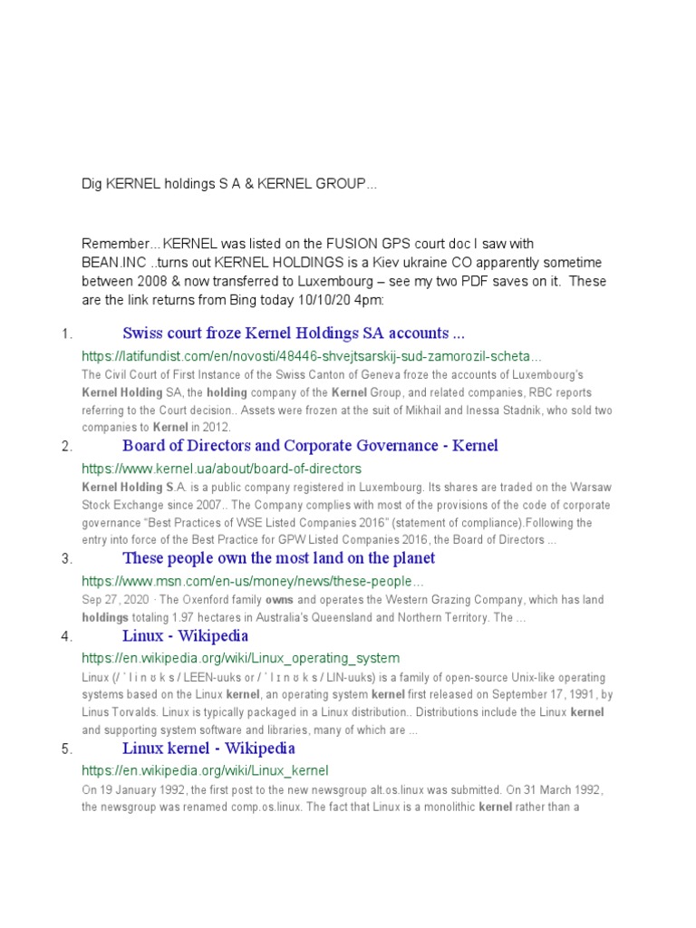 Dig KERNEL Holdings S A 10102020 | PDF | Business