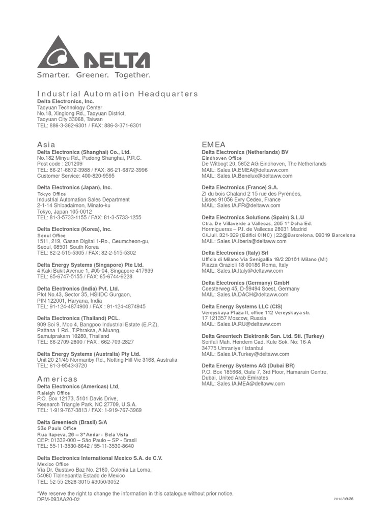 Delta Ia-Oms DPM-C530 Om en 20180926 | PDF | Ac Power | Force