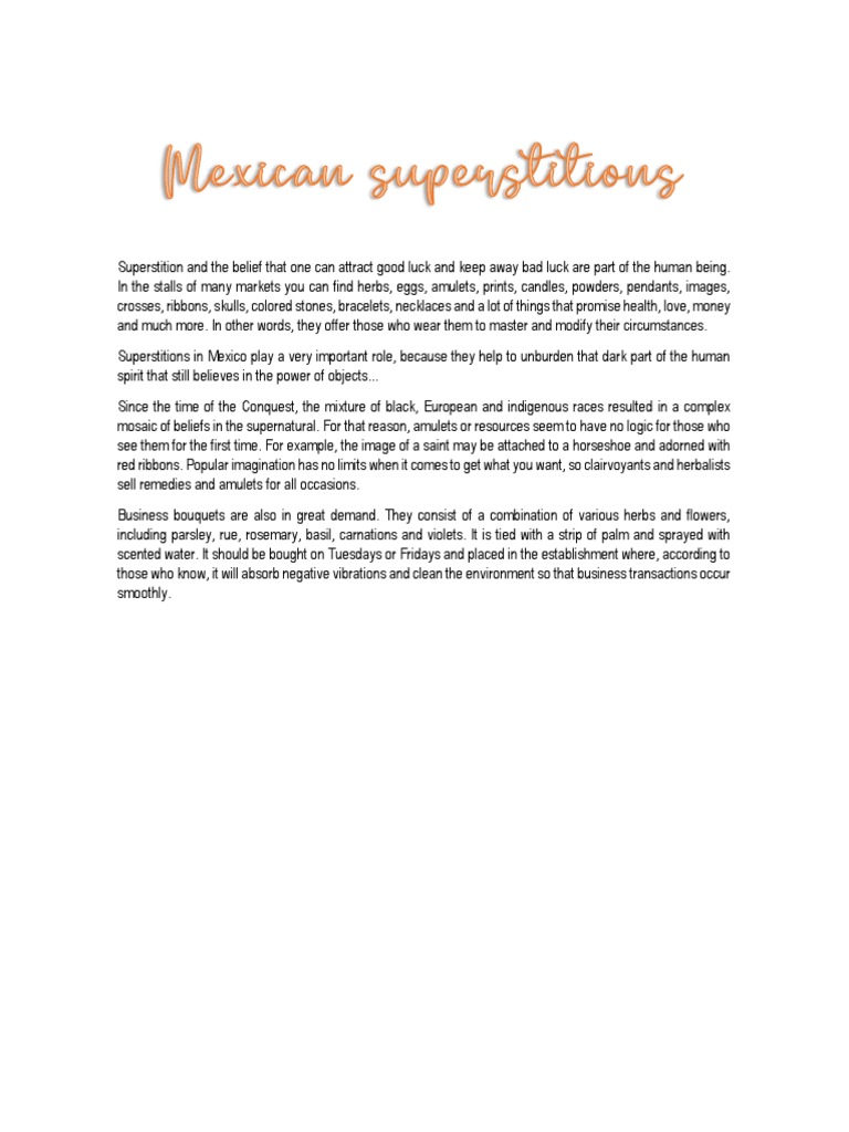 Mexican Superstitions | PDF | Philosophy | Religion & Spirituality