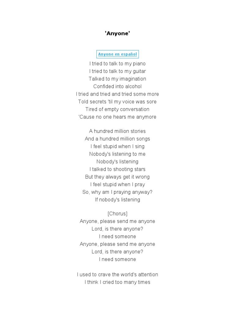 'Anyone': Anyone en Español | PDF