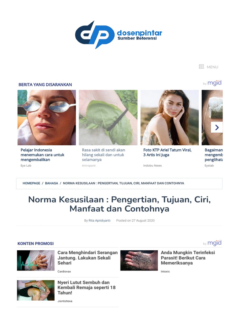 Norma Kesusilaan Pengertian, Tujuan, Ciri, Manfaat Dan Contohnya ...