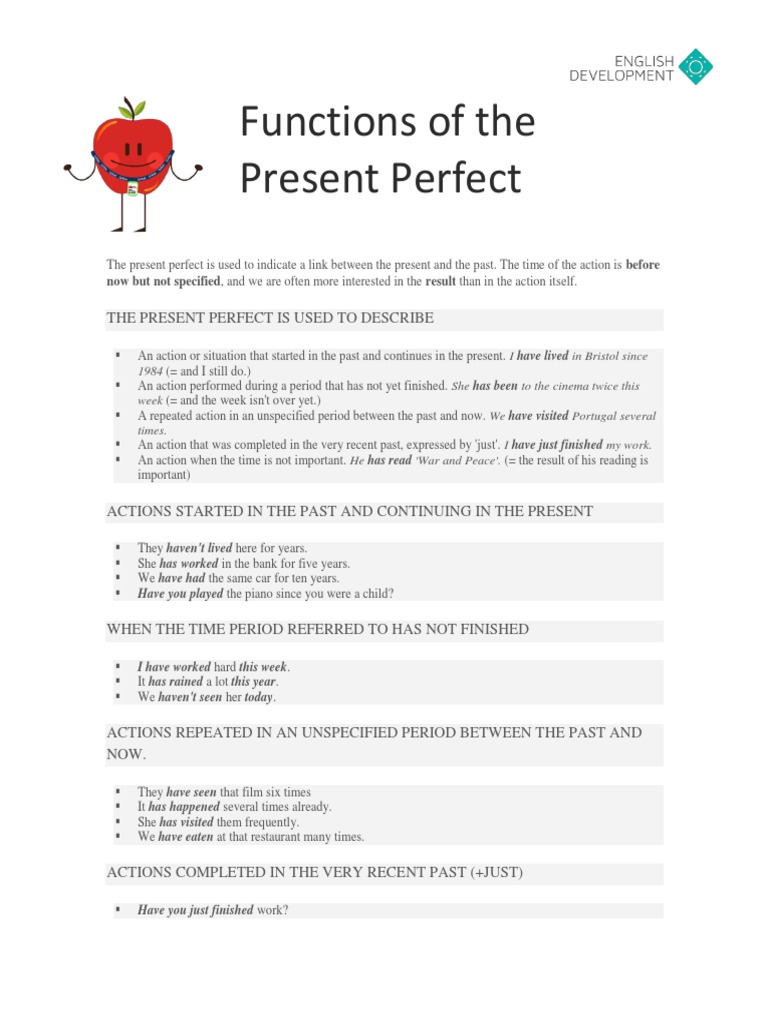Present Perfect Tense PDF | PDF | Perfect (Grammar) | Verb