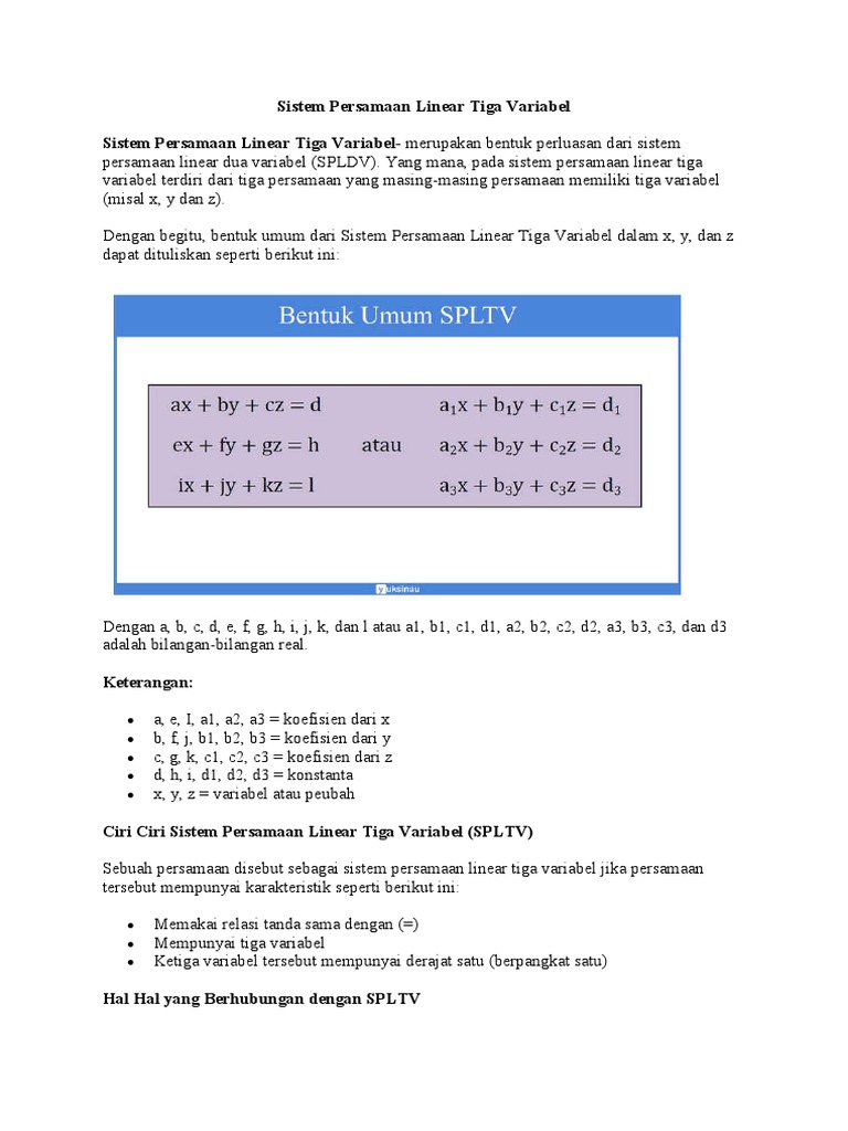 Materi - SPLTV 10 | PDF | Metode & Bahan Ajar