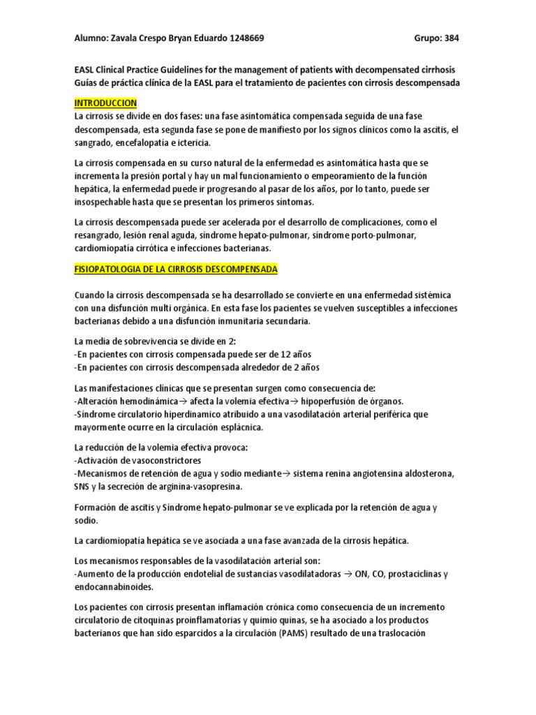 Resumen EASL Clinical Practice Guidelines For The Management of ...