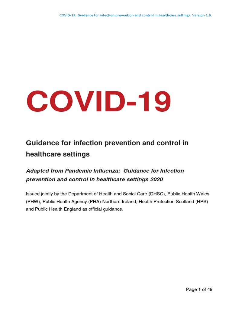 Infection Prevention and Control Guidance For Pandemic Coronavirus PDF ...