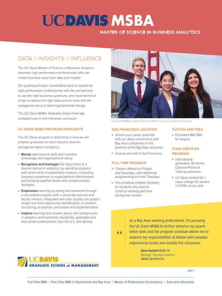 UC Davis MSBA Program Overview | PDF | Analytics | Master Of Business Administration