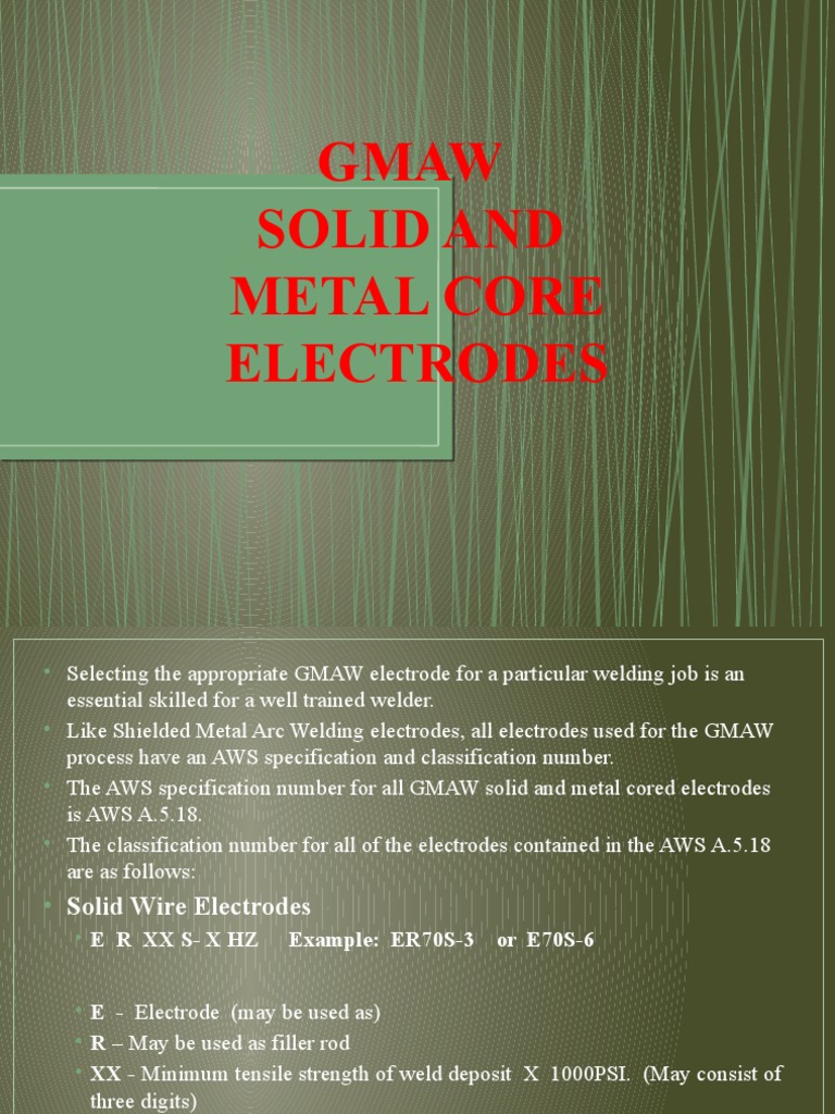 Gmaw Solid and Metal Core Electrodes | PDF | Science & Mathematics