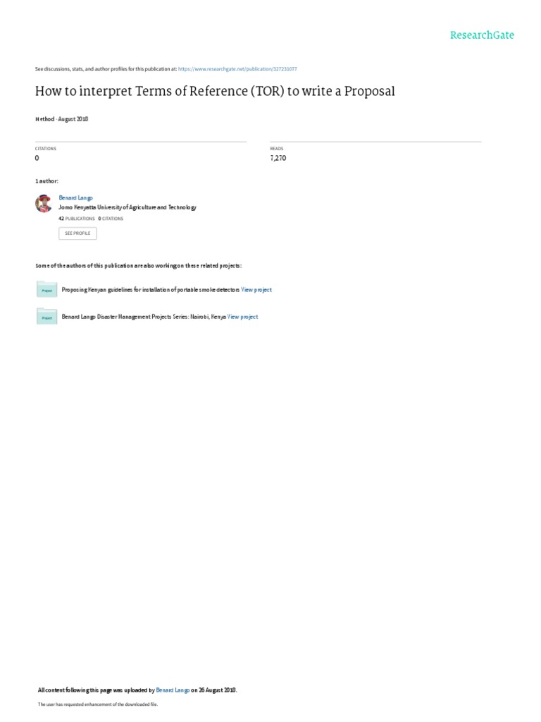 How To Interpret Terms of Reference (TOR) To Write A Proposal | PDF ...