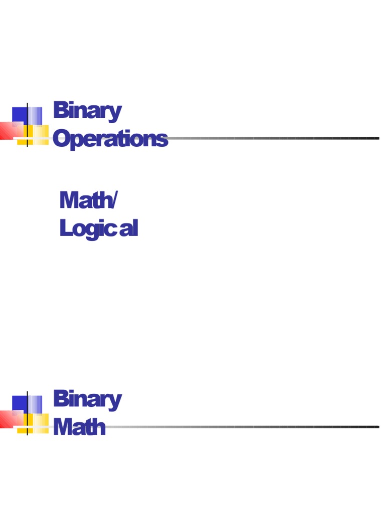 Binary Operations Math/ Logical | PDF | Subtraction | Numbers