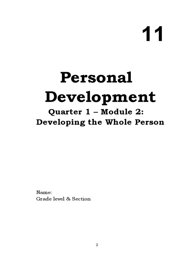 Personal Development: Quarter 1 - Module 2: Developing The Whole Person ...