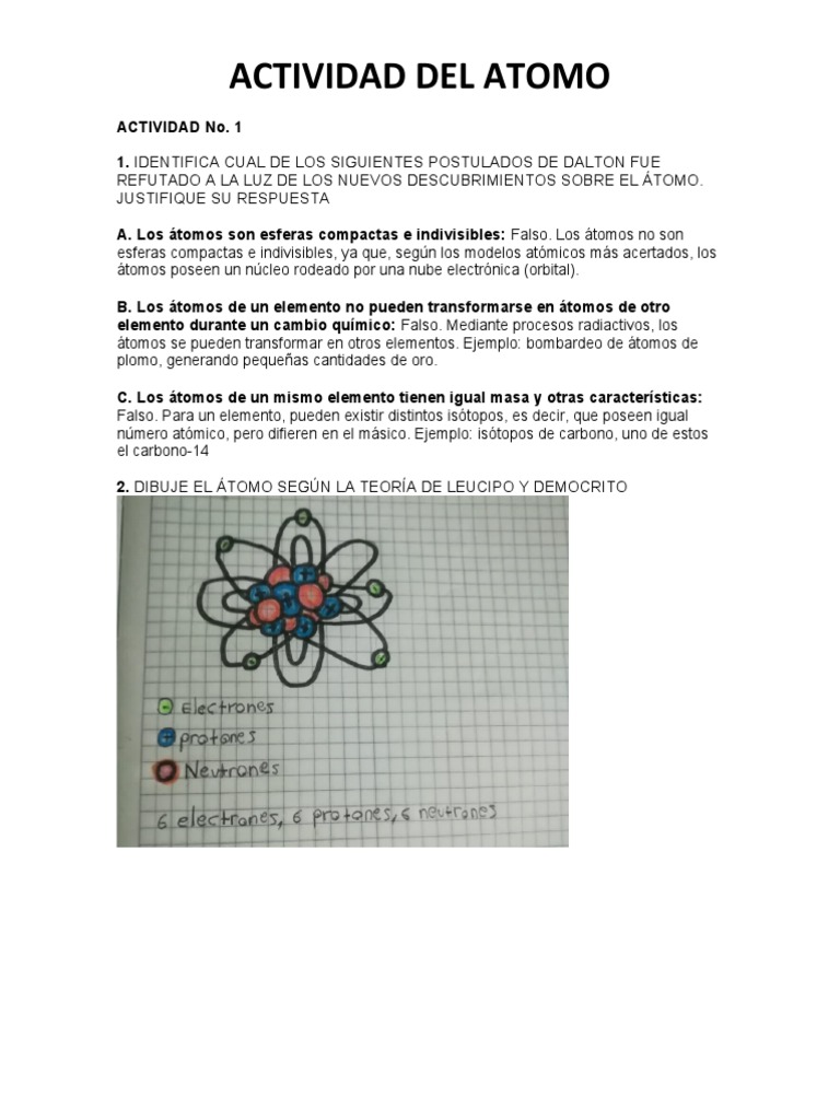 ACTIVIDAD Atomo | PDF