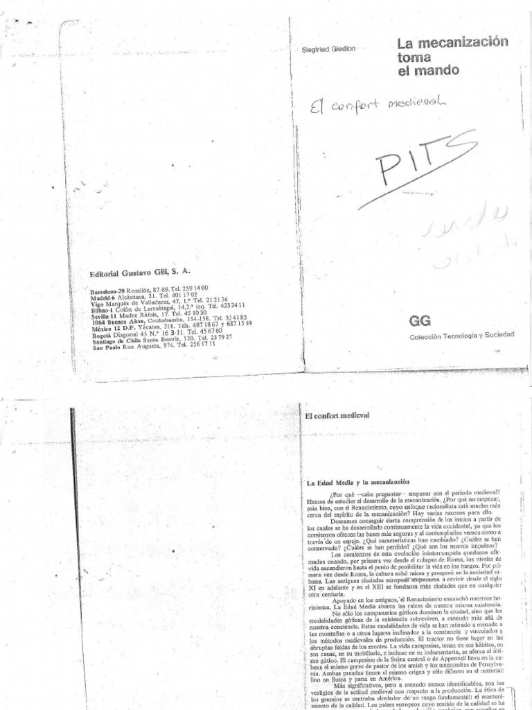 La Mecanizacion Toma El Mando - Siegfried Giedion - El Confort Medieval ...