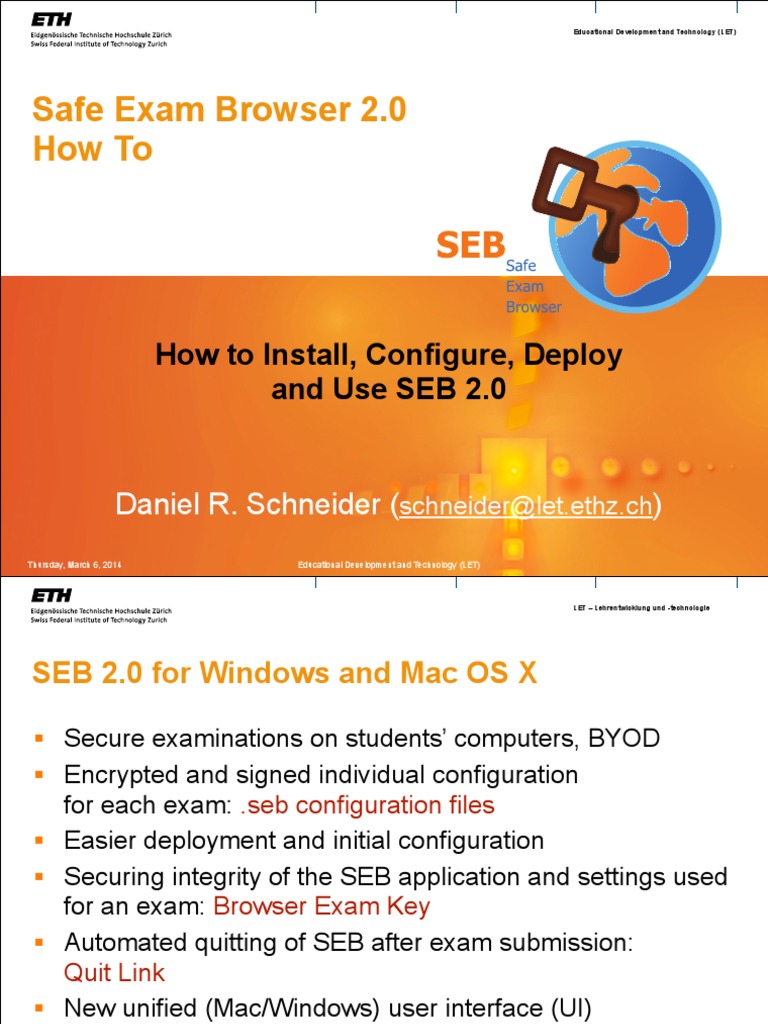 Safe Exam Browser 2.0 How To: How To Install, Configure, Deploy and Use SEB 2.0 | PDF ...
