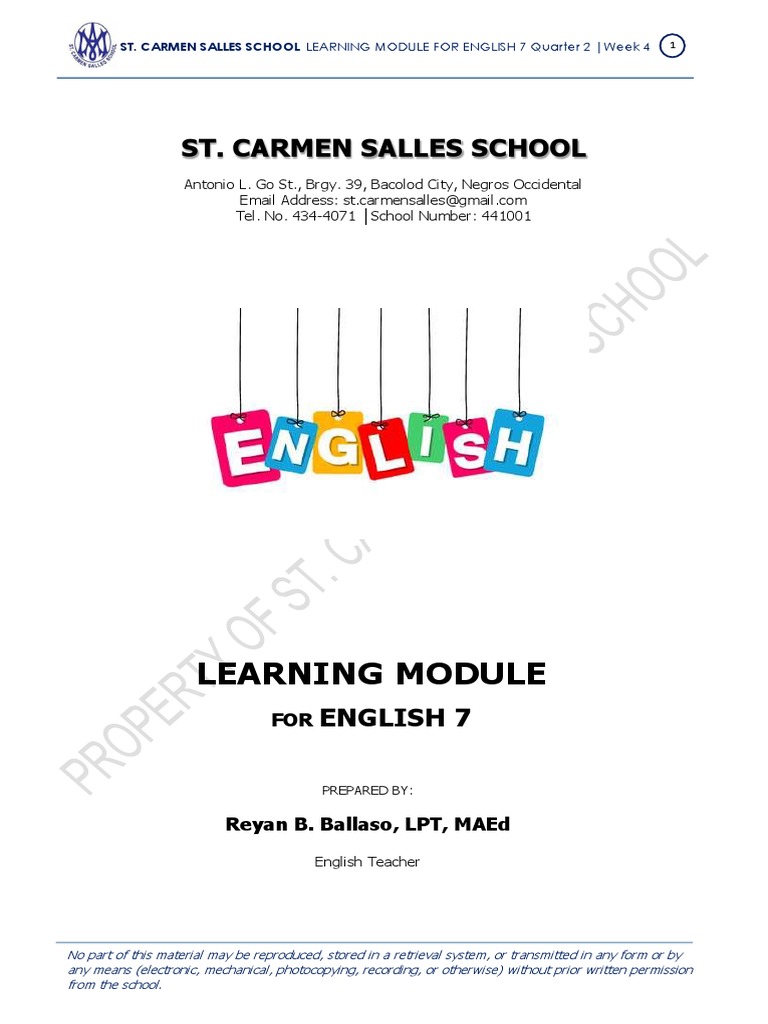 MODULE-4Ds-EnGLISH 7 2nd Grading 4th Week 2nd | PDF | Learning