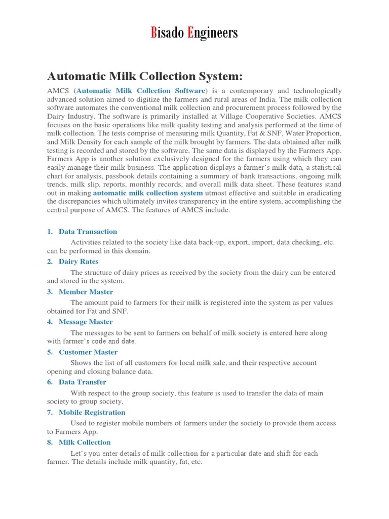 Automatic Milk Collection System PDF | PDF | Dairy | Milk