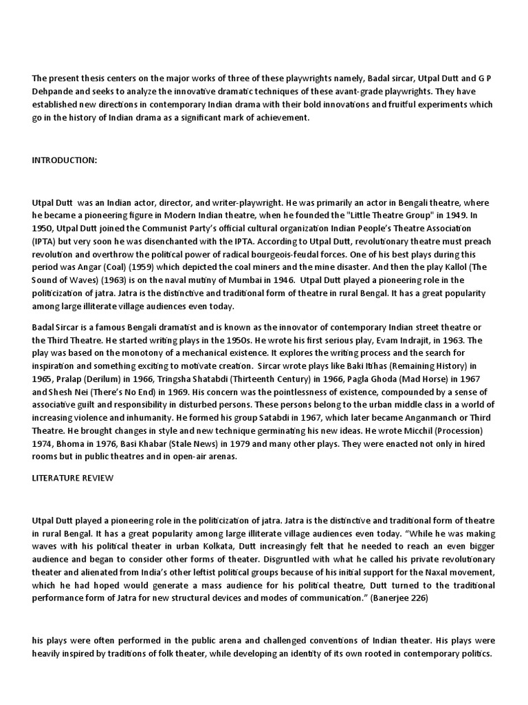 MODERN INDIAN DRAMA IN INDIAN ENGLIsH | PDF | Theatre | Entertainment ...