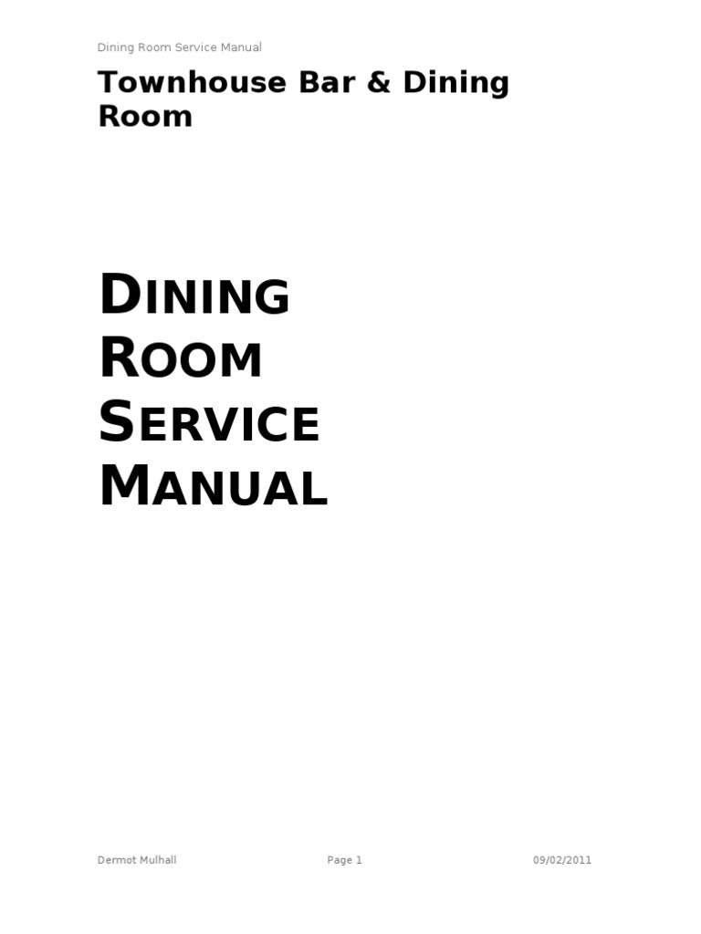 Dining Room Service Training Manual | PDF | Tableware | Food And Drink