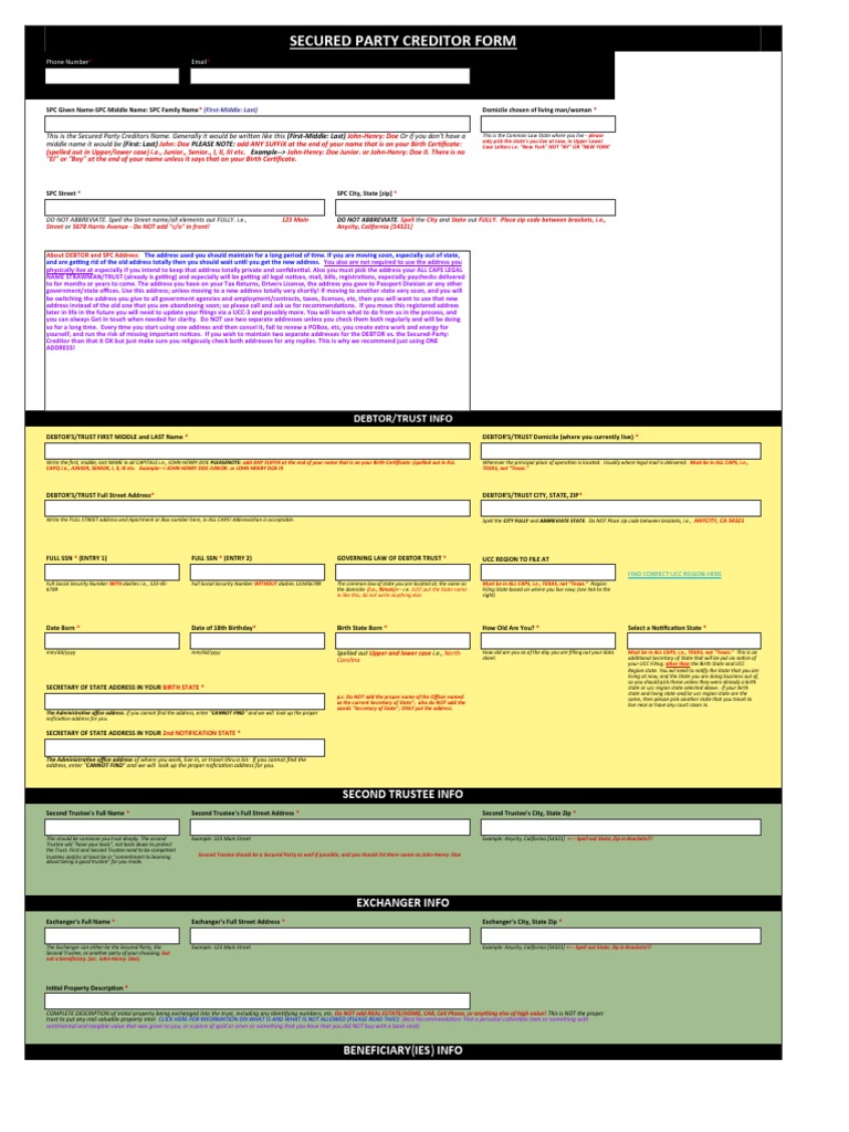 Secured Party Creditor Form: Please Note: Example | PDF | Trust Law ...