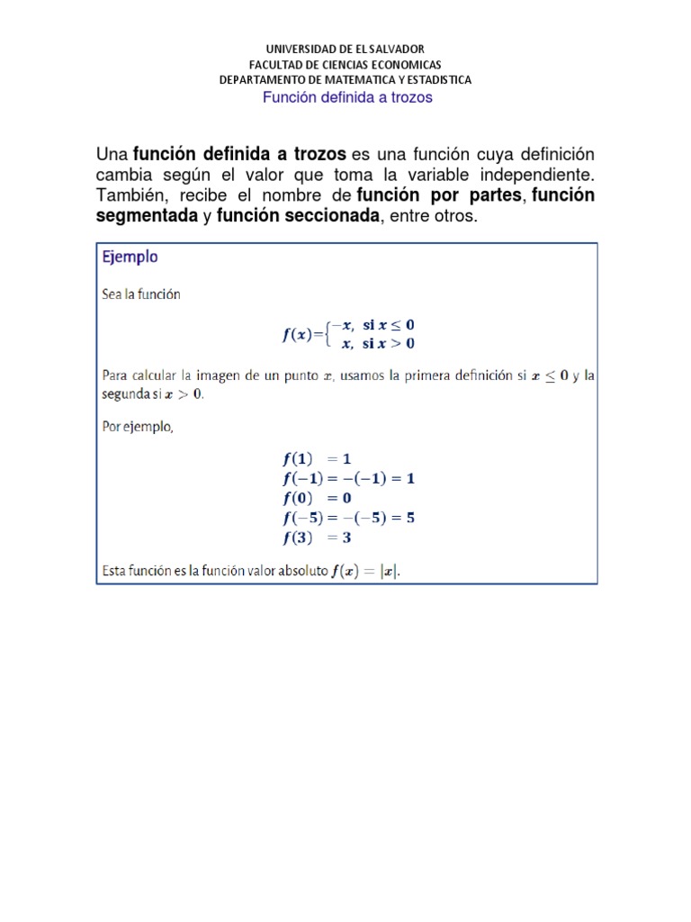 Función Definida a Trozos: Ejercicios y Gráficas | PDF | Función ...