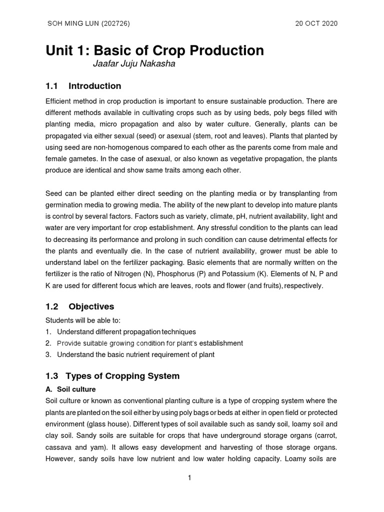 Crop Production Basics and Techniques | PDF | Hydroponics | Soil