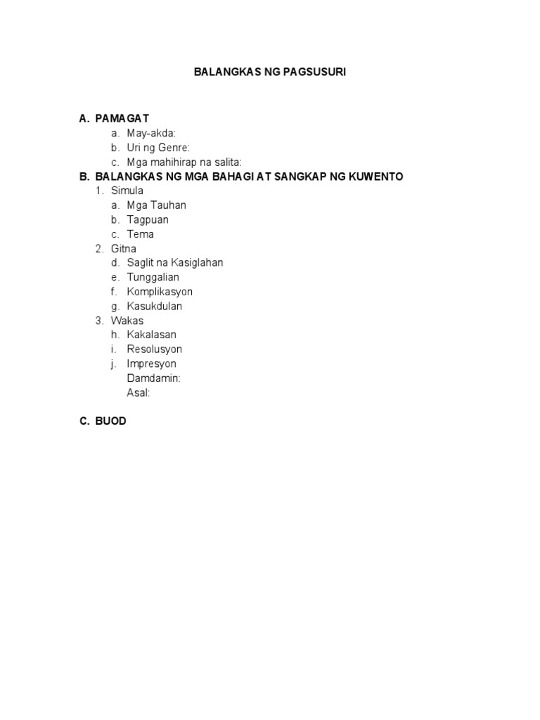 Balangkas NG Pagsusuri | PDF
