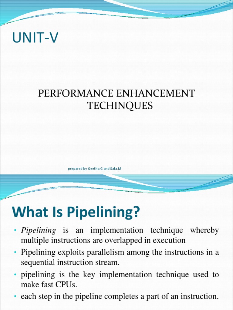 Unit-V: Performance Enhancement Techinques | PDF | Cpu Cache | Central Processing Unit