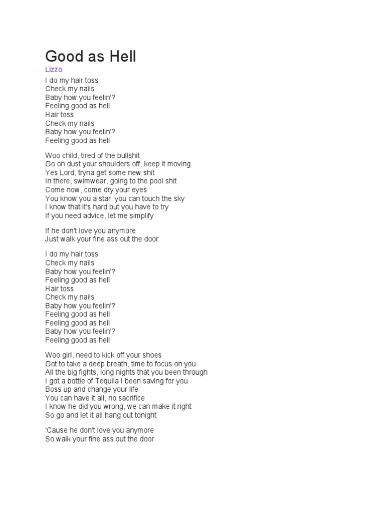 Good As Hell Lyrics | PDF | Home & Garden