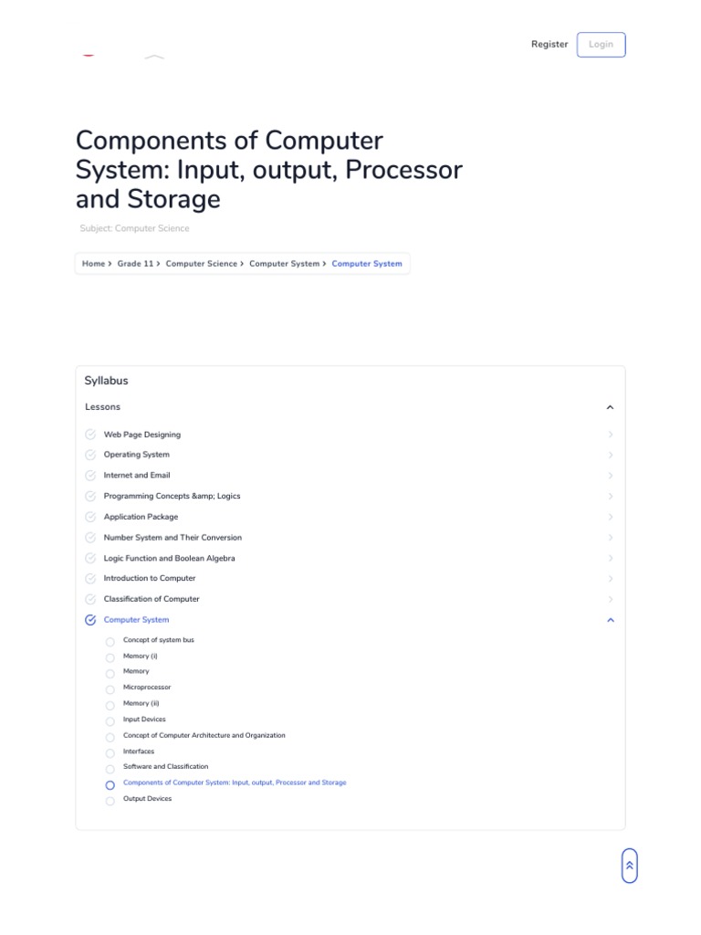 Components of Computer System: Input, Output, Processor and Storage | PDF | Computer Data ...