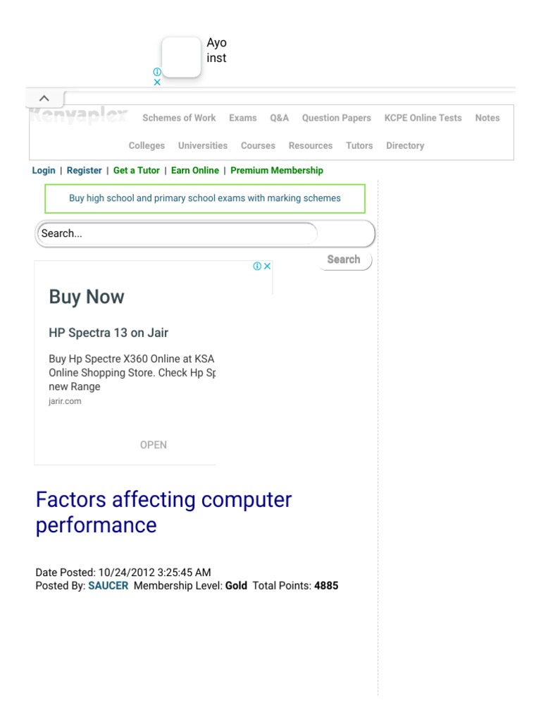 Factors Affecting Computer Performance PDF | PDF | Random Access Memory ...