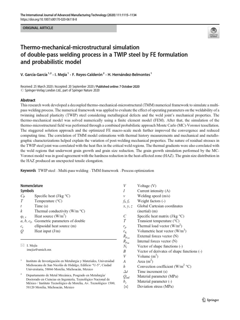 Thermo-Mechanical-Microstructural Simulation of Double-Pass Welding ...