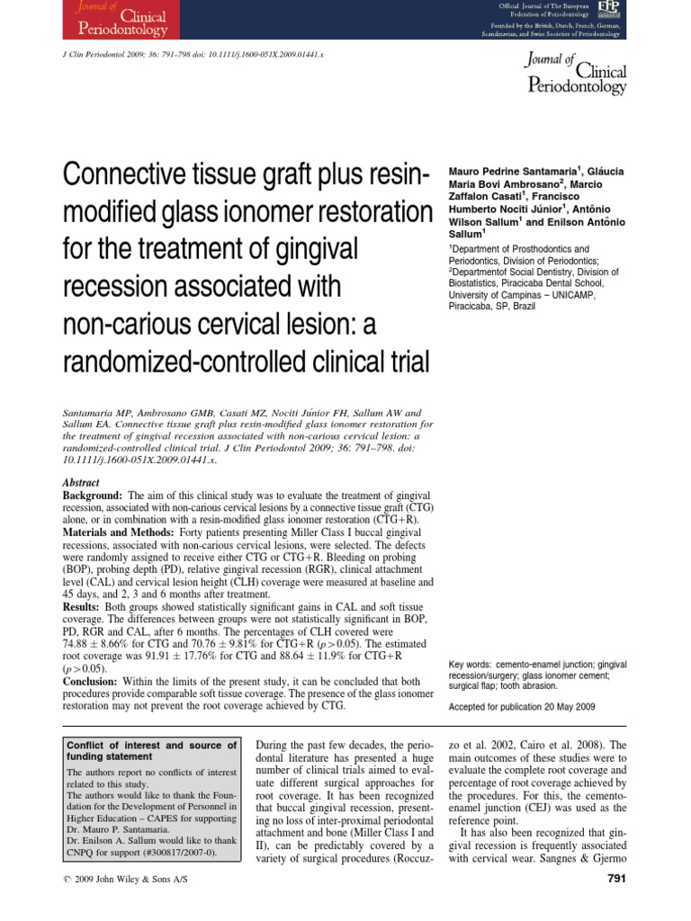 Santamaria MP. - Connective tissue graft plus resin-modified glass ...