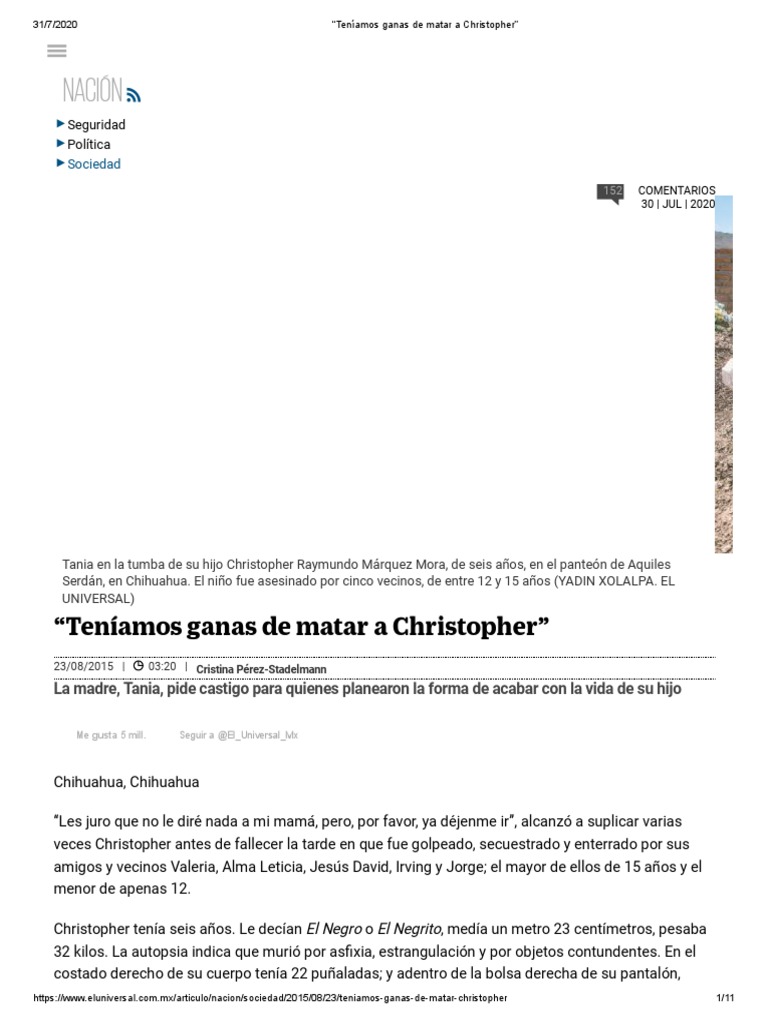 “Teníamos ganas de matar a Christopher” | PDF | Trastorno límite de la ...