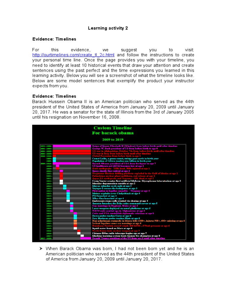 Learning Activity 2 Evidence: Timelines | PDF