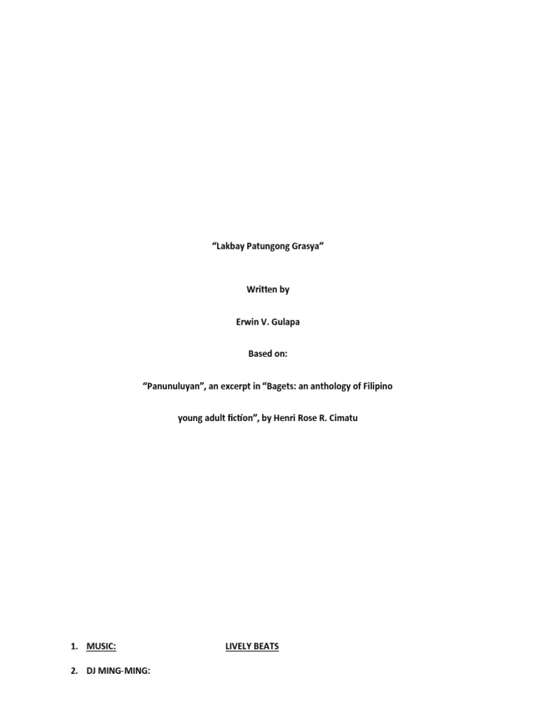 Panunuluyan Radio Drama Script 1 | PDF