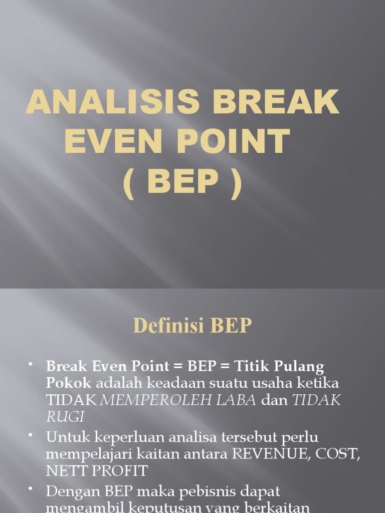 Analisis Break Event Point - KS44 | PDF