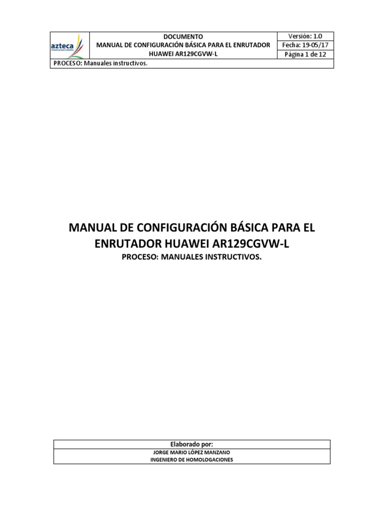 Huawei-AR129 - Manual-Conf Como RED MOVIL | PDF | Enrutador ...