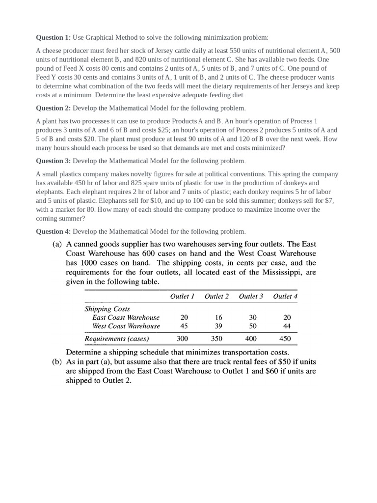 Linear Programming Problem Set | PDF | Business | Technology & Engineering