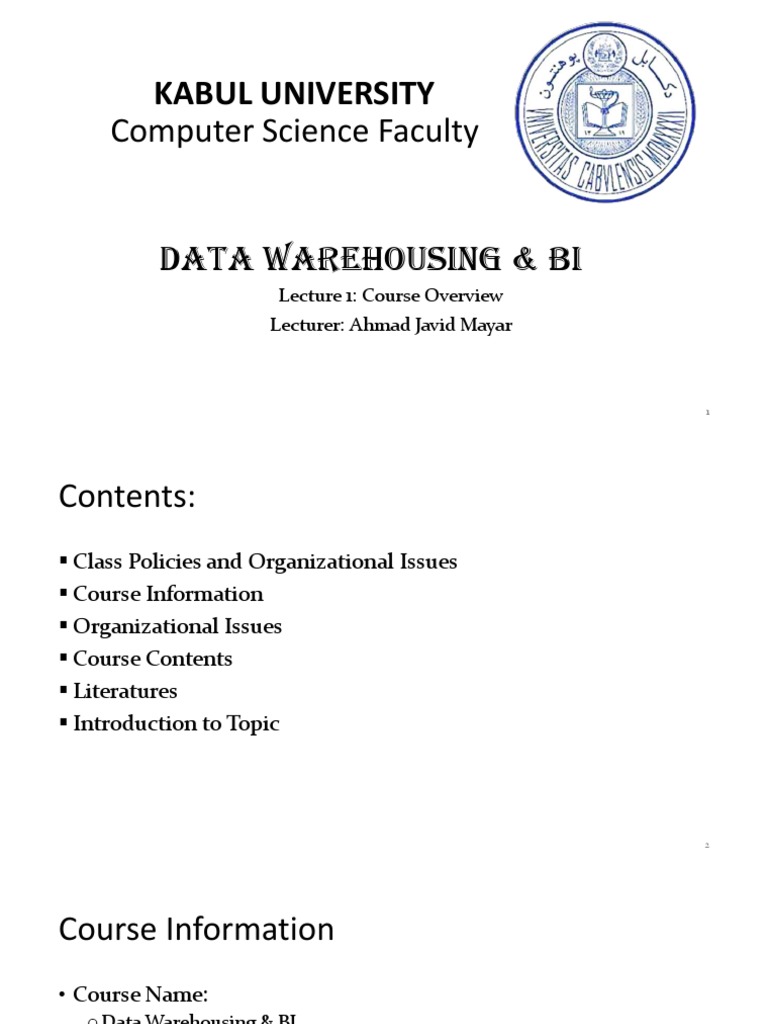 Kabul University: Computer Science Faculty | PDF | Data Warehouse ...