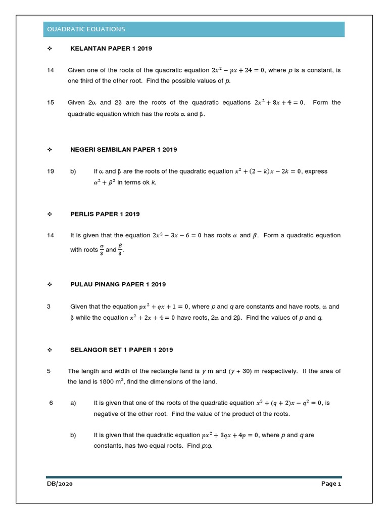 AMATH Quadratic Equation | PDF | Quadratic Equation | Equations