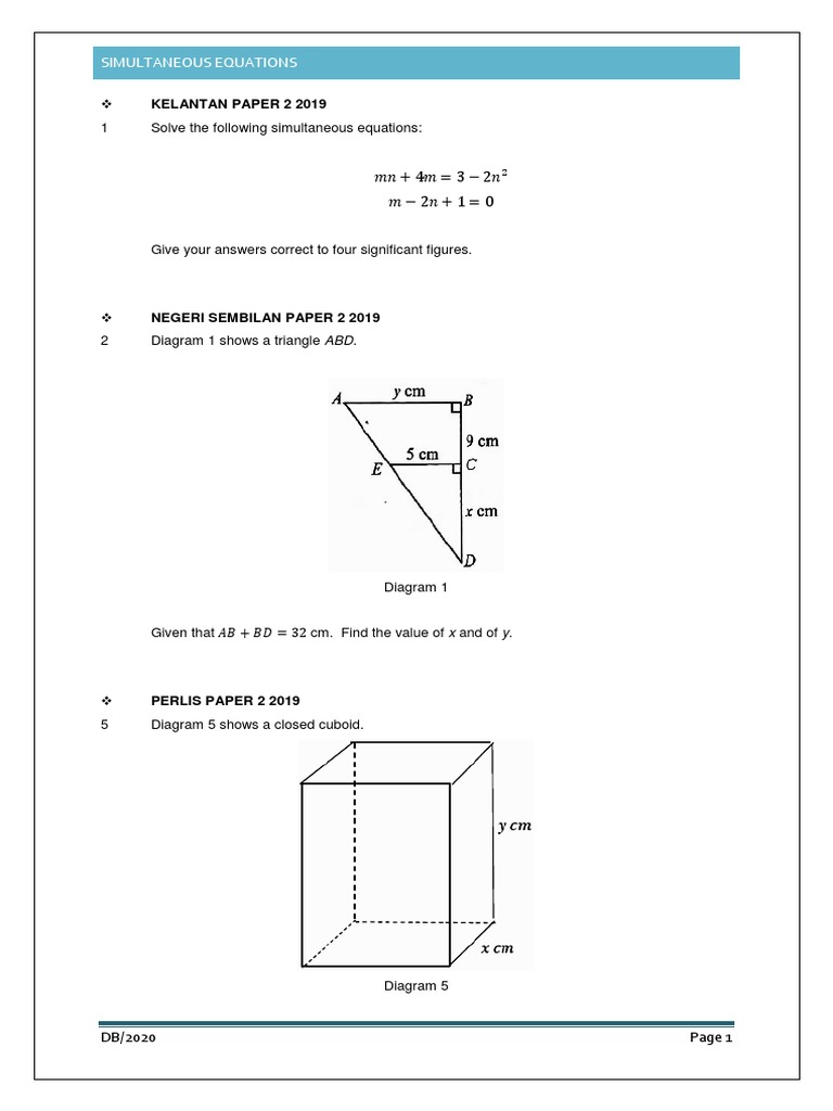 AMATH Simultaneous Equation | PDF | Area | Rectangle
