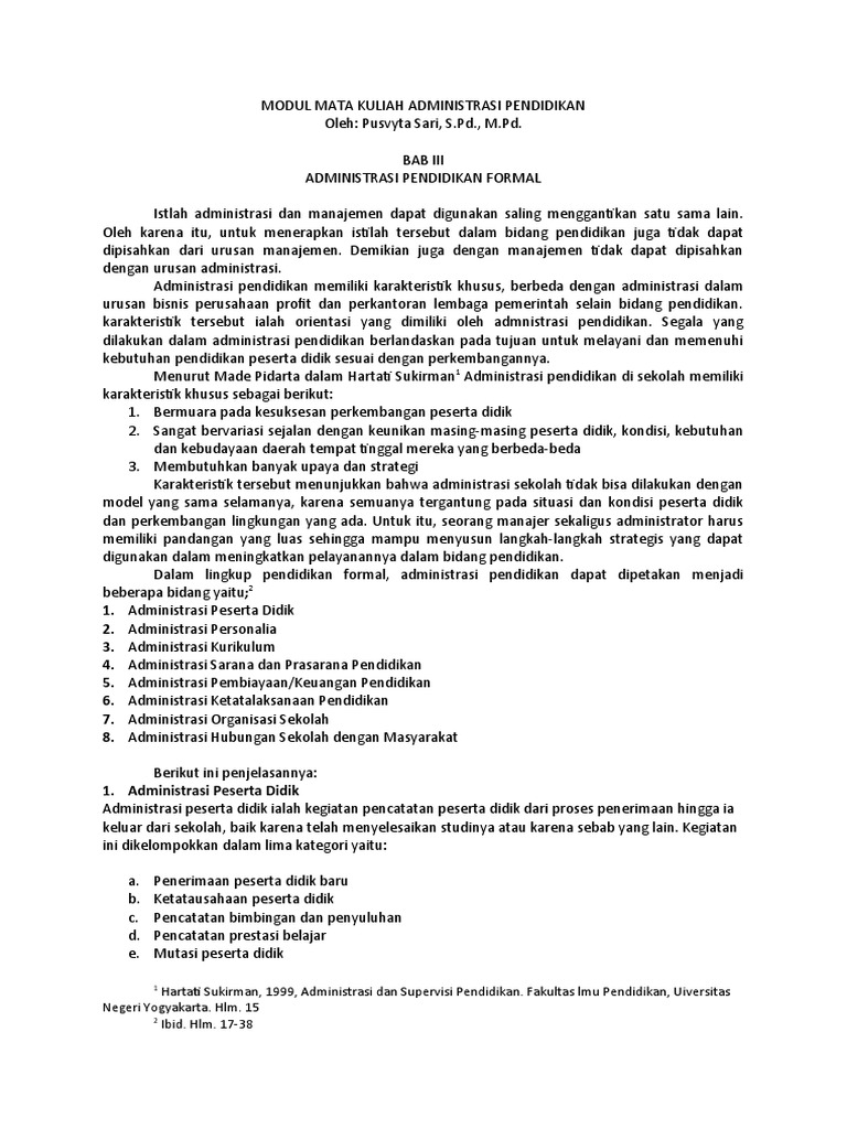 MODUL AP 2018. Administrasi Pendidikan Formal | PDF