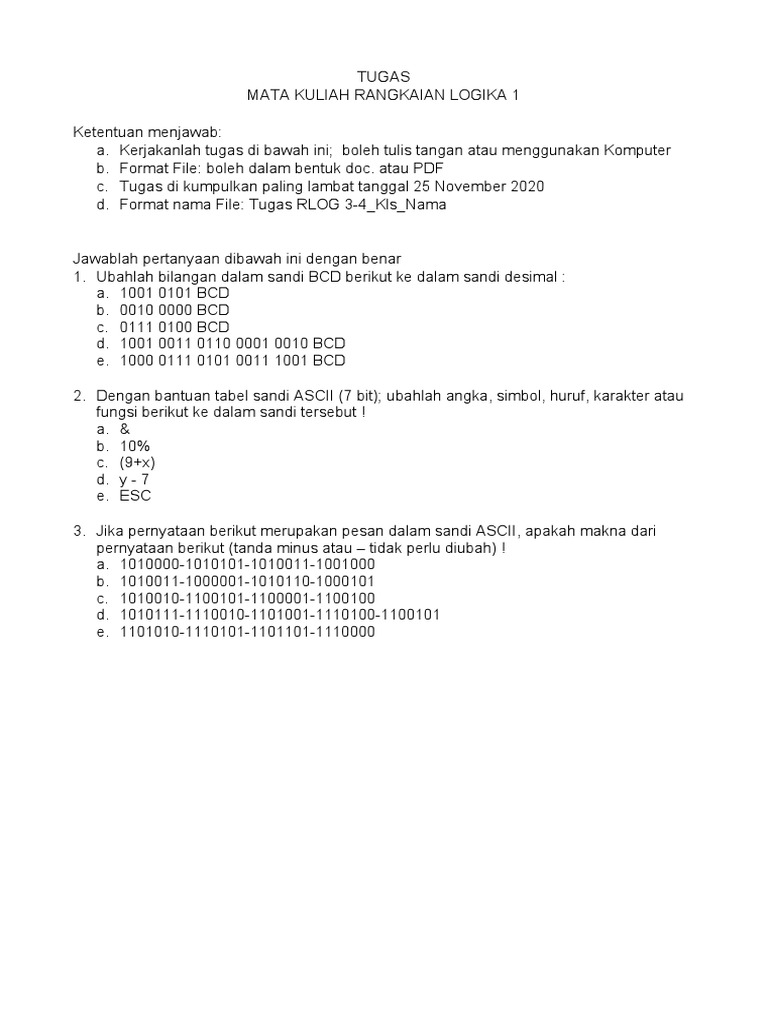 Tugas Konversi Sandi ASCII dan BCD | PDF | Komputer