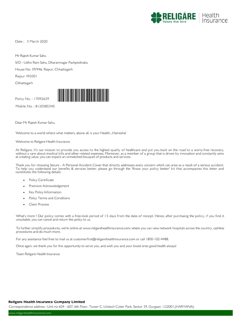 Religare Health Insurance Company Limited | PDF | Insurance | Financial ...