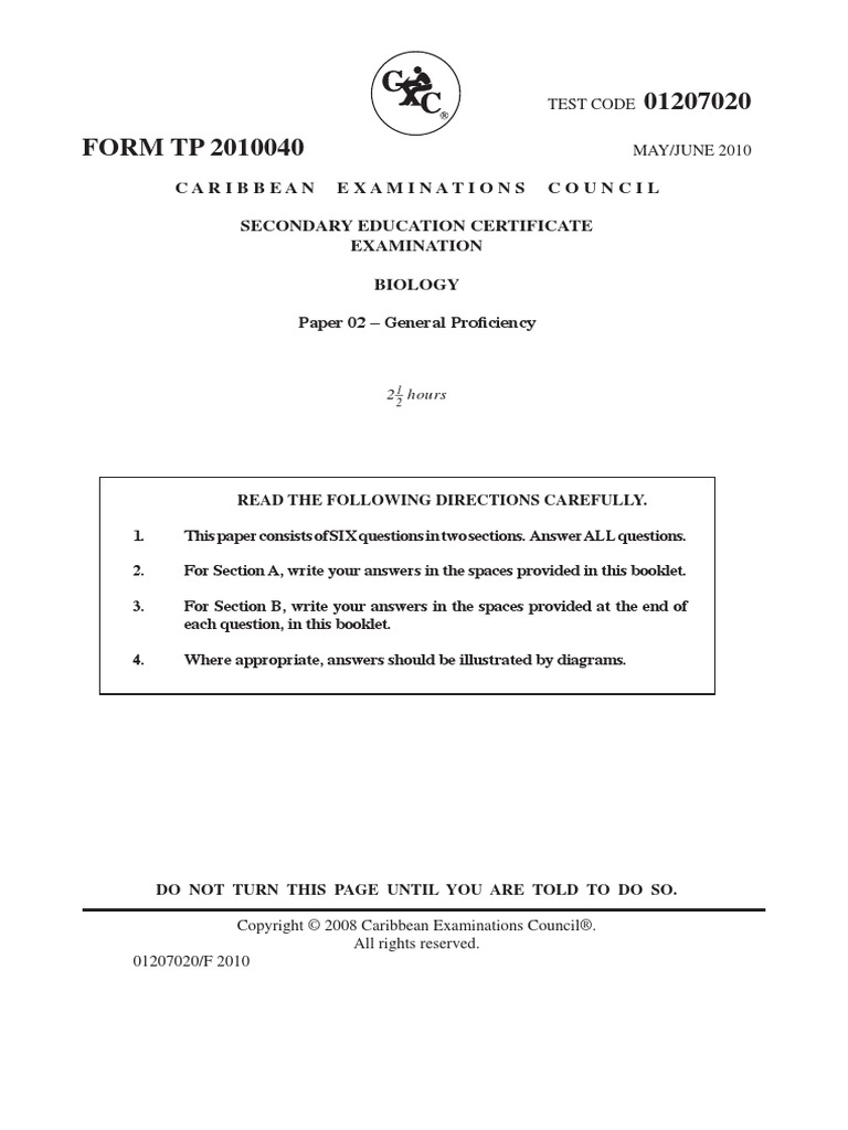 CSEC Biology June 2010 P2 | PDF | Food Web | Selective Breeding