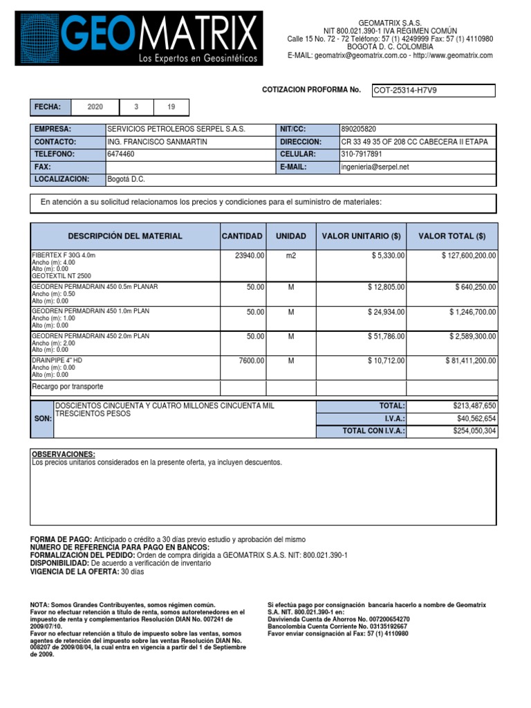 Cotización Proforma Nacional | PDF | Bancario | Servicios financieros