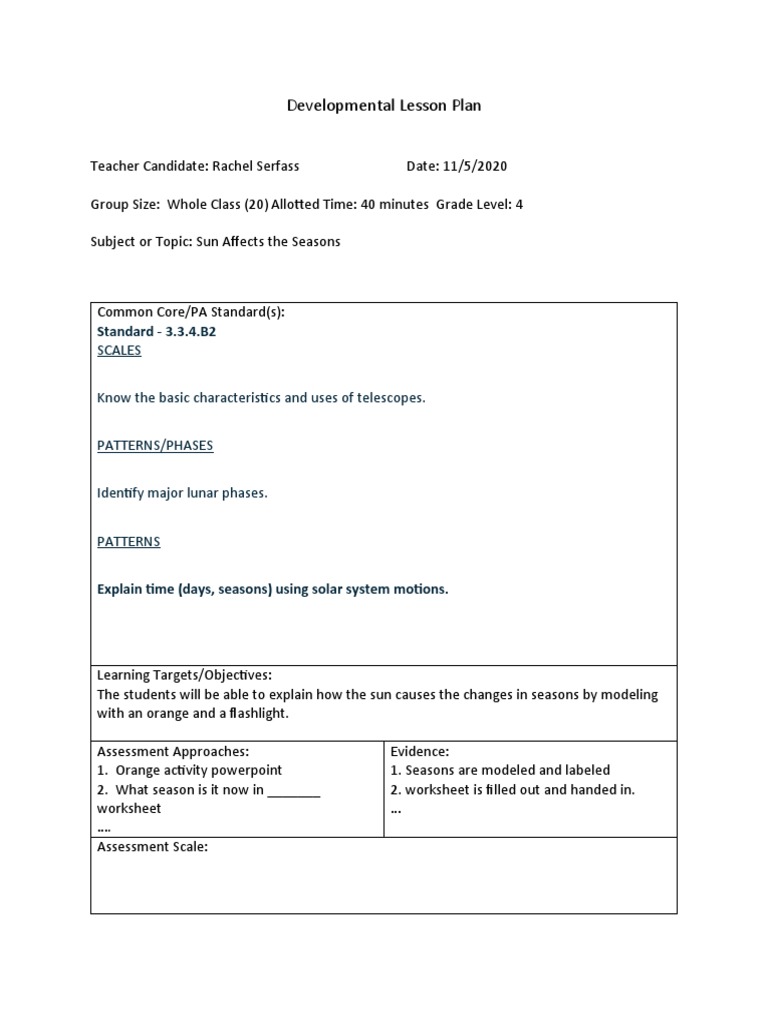 How Sun Affects Seasons: 4th Grade Plan | PDF | Equator | Earth