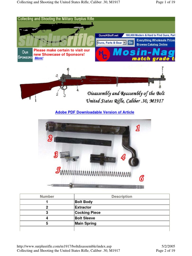 M 1917 Boltdisassembly | PDF | Rifle | Firearms